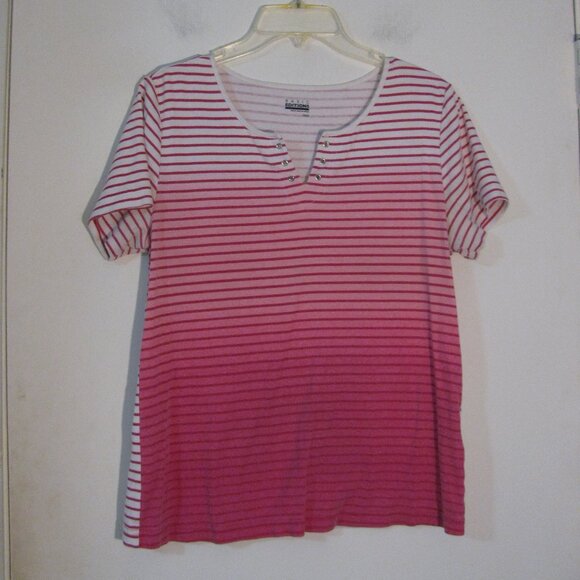 Basic Editions | Tops | 2 Basic Editions Pink Blouse Medium Stripes ...
